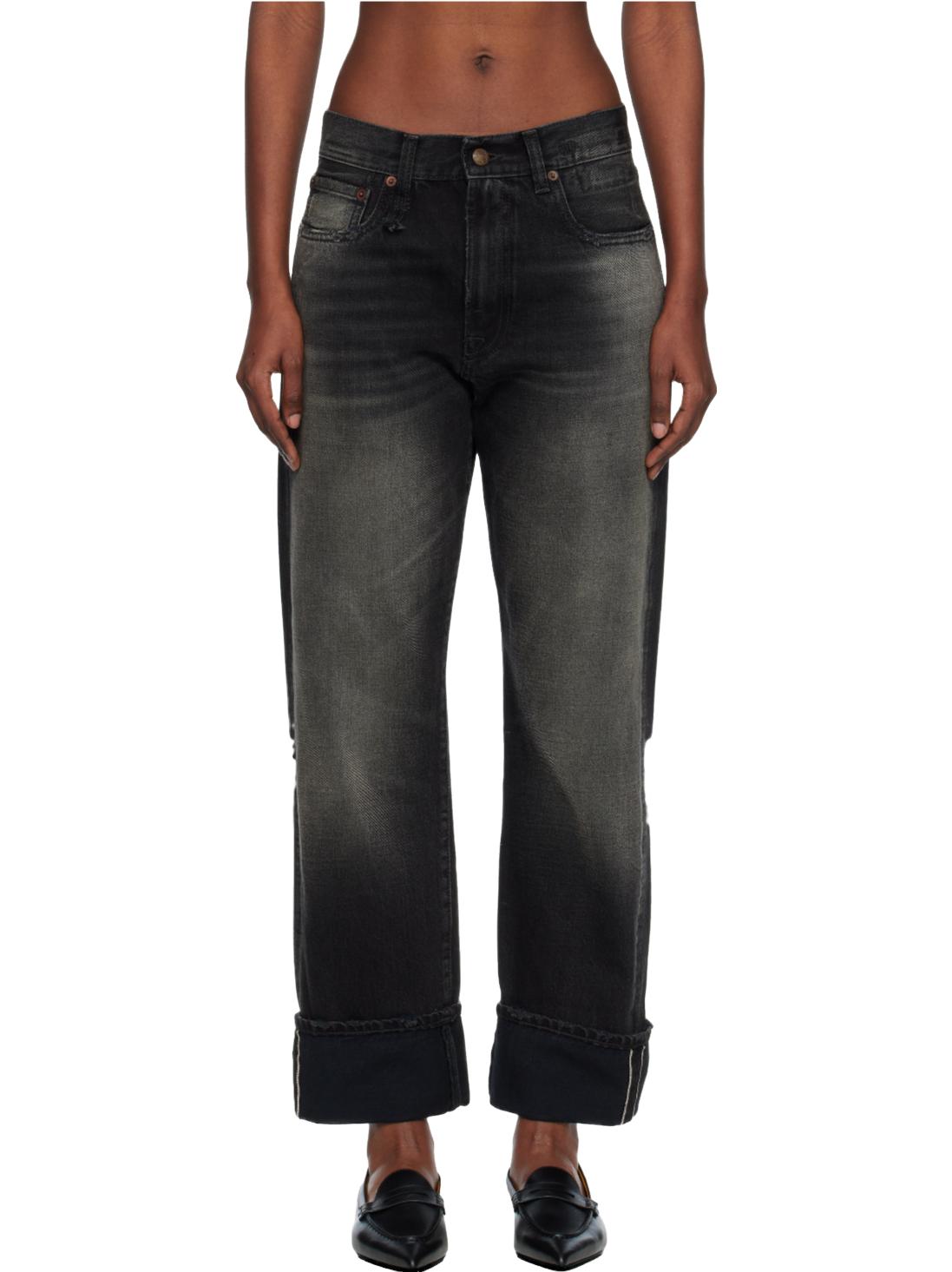 R13 R13 Faded & Distressed Rolled-Up Jeans